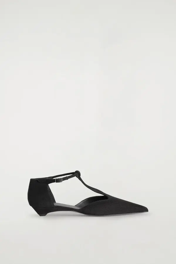 Cos Pointed Suede T-bar Kitten Heels