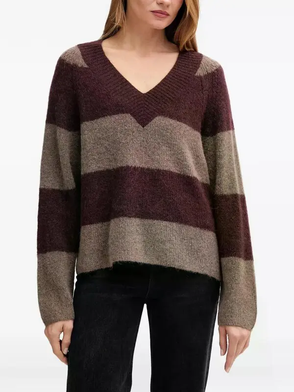 MOS MOSH Striped V-neck Sweater
