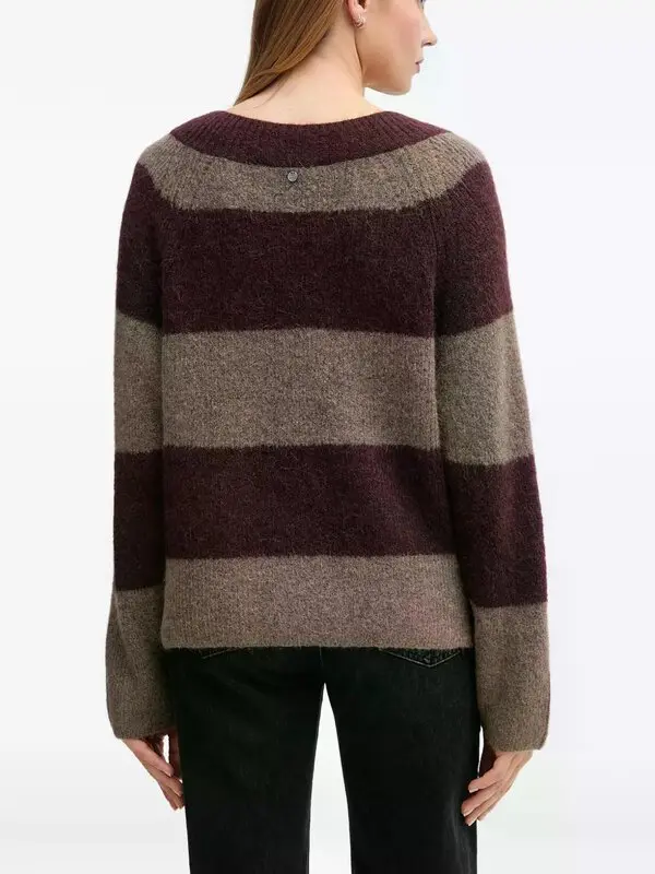 MOS MOSH Striped V-neck Sweater