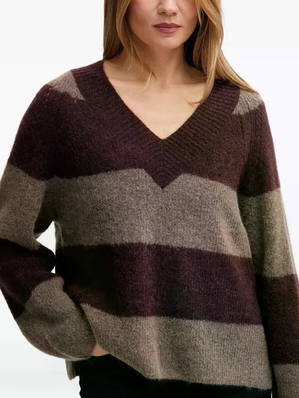 MOS MOSH Striped V-neck Sweater