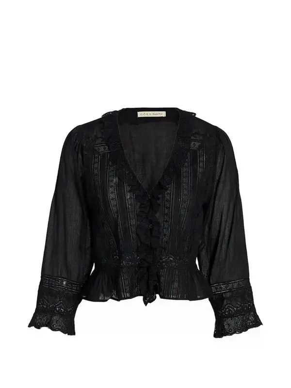 DÔEN Ruffled Lace Blouse