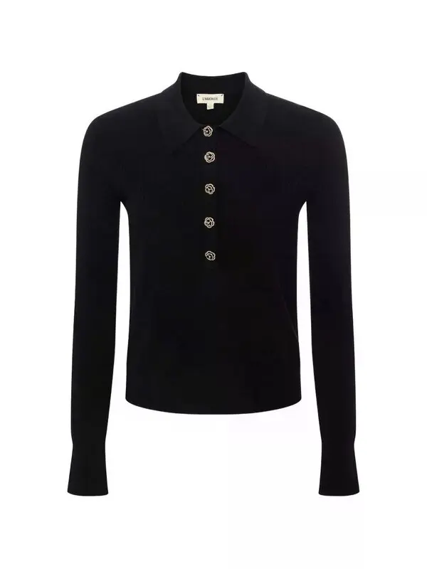 L'Agence Button-embellished Polo Top