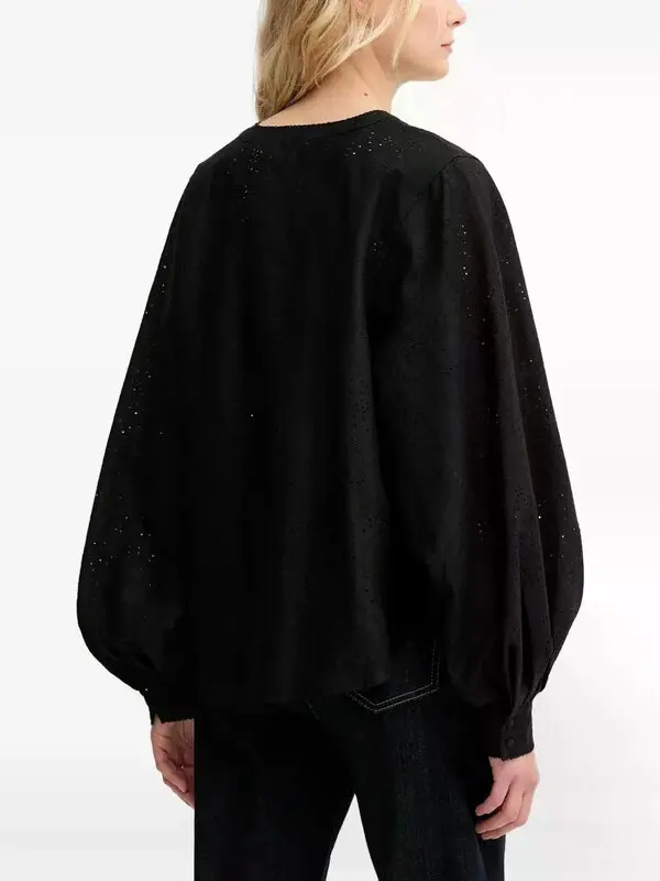 MOS MOSH Balloon-sleeve V-neck Blouse