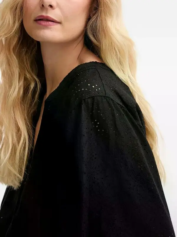 MOS MOSH Balloon-sleeve V-neck Blouse