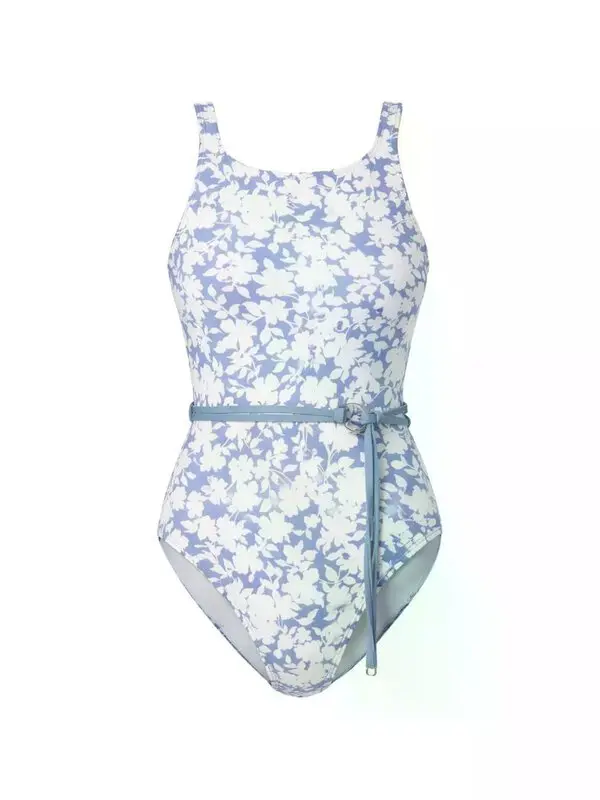 Michael Kors Floral-print Ring-detail One-piece Swimsuit - Blue