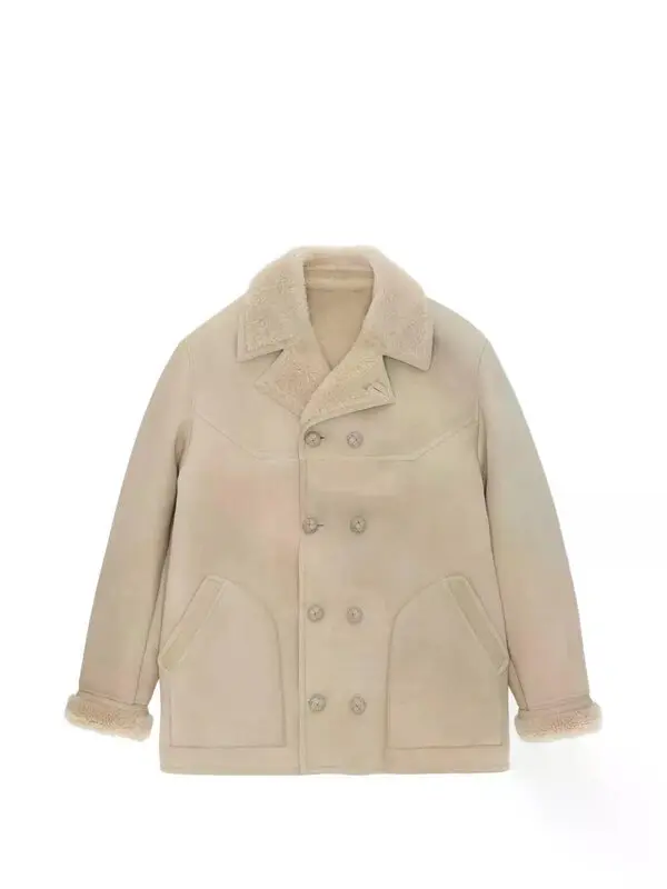 FORTELA Double-breasted Shearling Jacket - Neutrals
