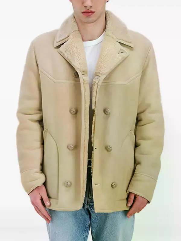 FORTELA Double-breasted Shearling Jacket - Neutrals