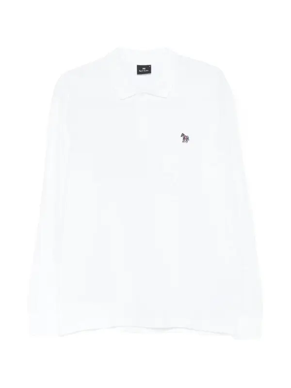 Paul Smith Long-sleeve Zebra-patch Polo Shirt - White