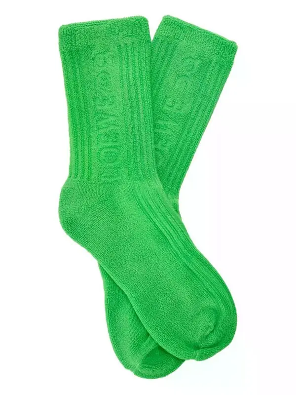 Loewe Ribbed Socks With Logo Detail - Green