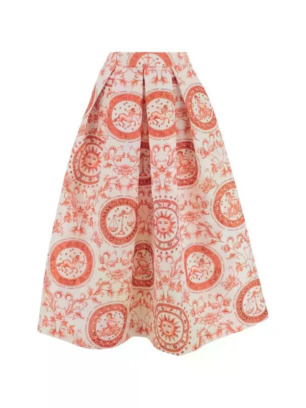 LUNATICA MILANO Fantasy-print Flared Skirt - Red