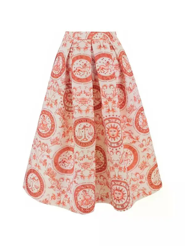 LUNATICA MILANO Fantasy-print Flared Skirt - Red