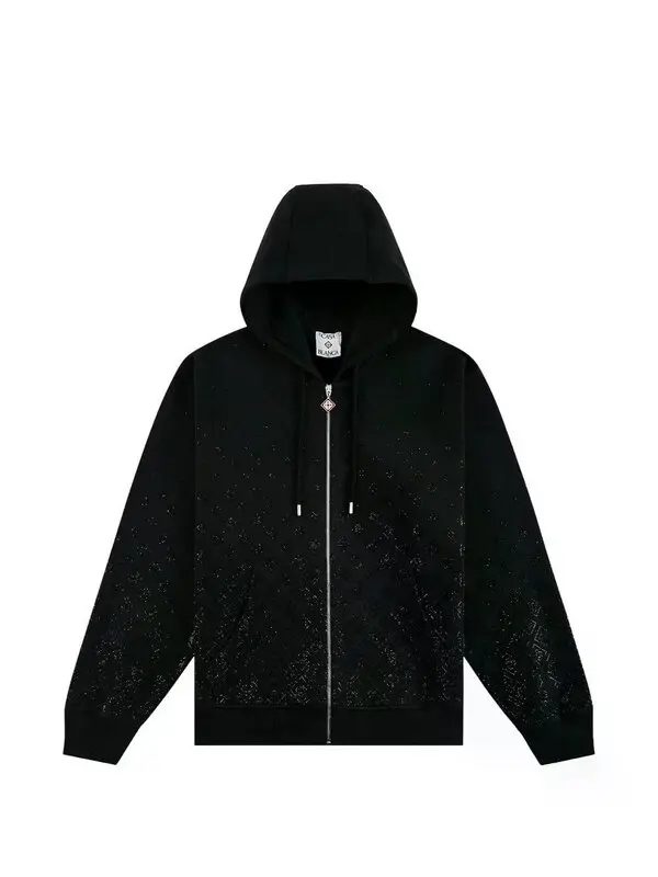 Casablanca Crystal Monogram Zip-up Hoodie - Black