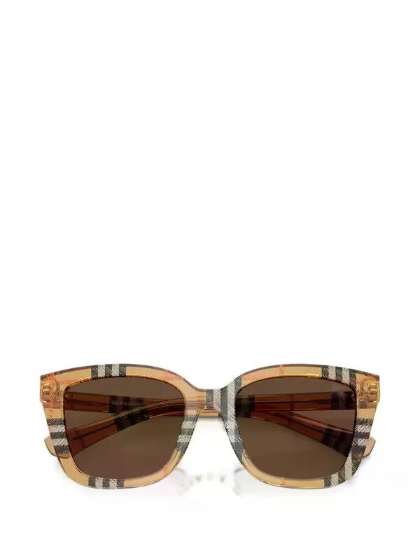 Burberry Square-frame Checkered Sunglasses - Brown