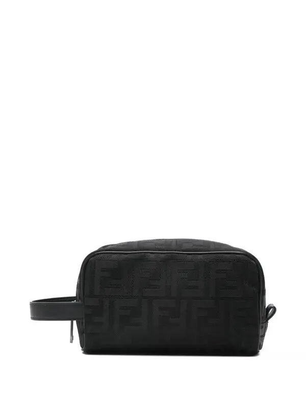 Fendi Logo-patterned Zip Pouch - Black