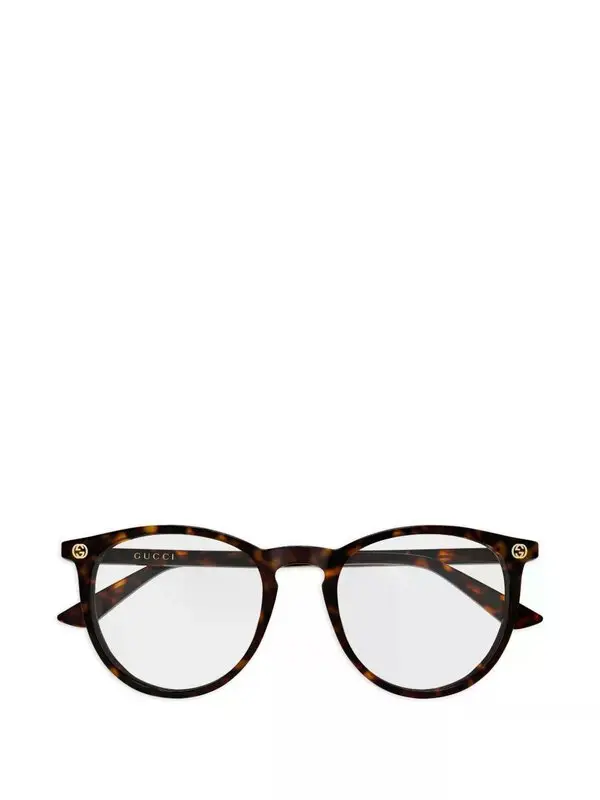 Gucci Round-frame Logo Glasses - Brown