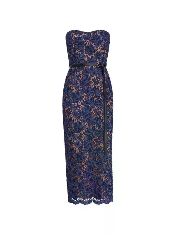 Michael Kors Belted Lace Midi Dress