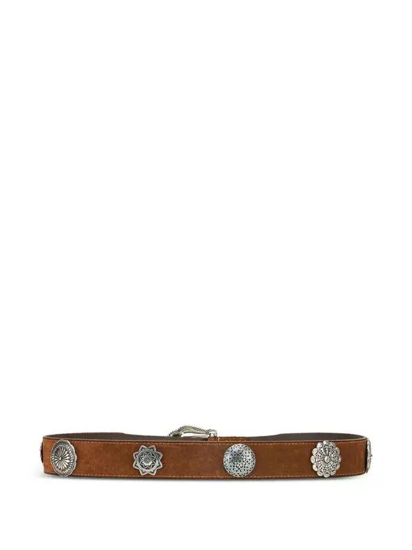 FORTELA Candis Buckle Appliquéd Belt - Brown