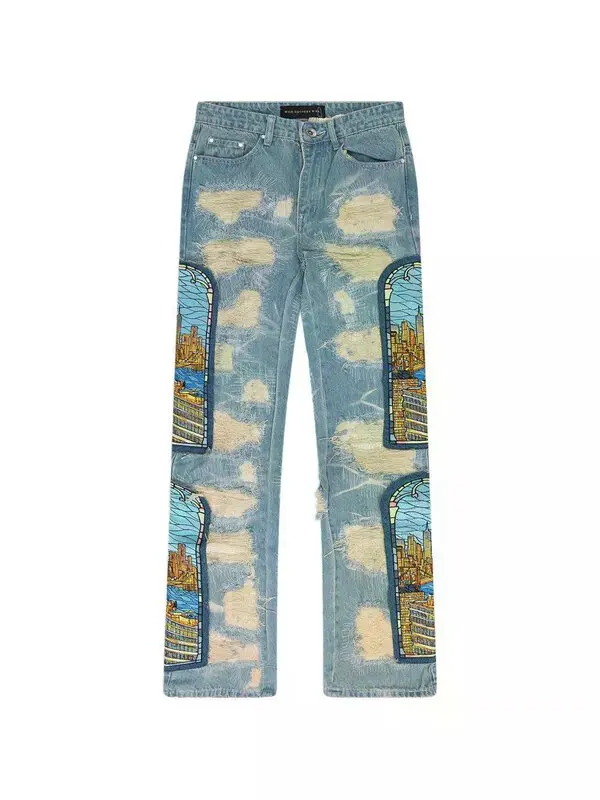 WHO DECIDES WAR Stained Glass Ripped Jeans