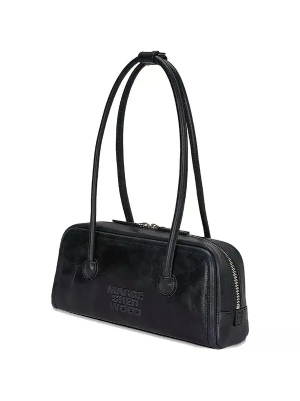 MARGESHERWOOD Zip Leather Shoulder Bag - Black