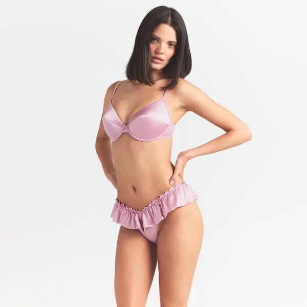 SKIMS Vintage Demi Bra | Pink | | Stretch Satin