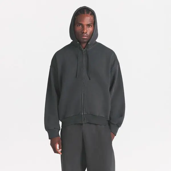 SKIMS Heavyweight Fleece Zip-up Hoodie - Washed Onyx