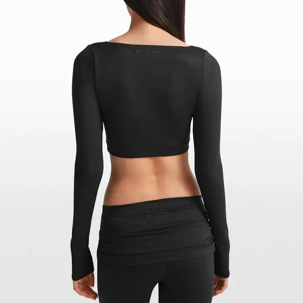 SKIMS Nike Matte Wrap Long Sleeve Cropped Top - Obsidian