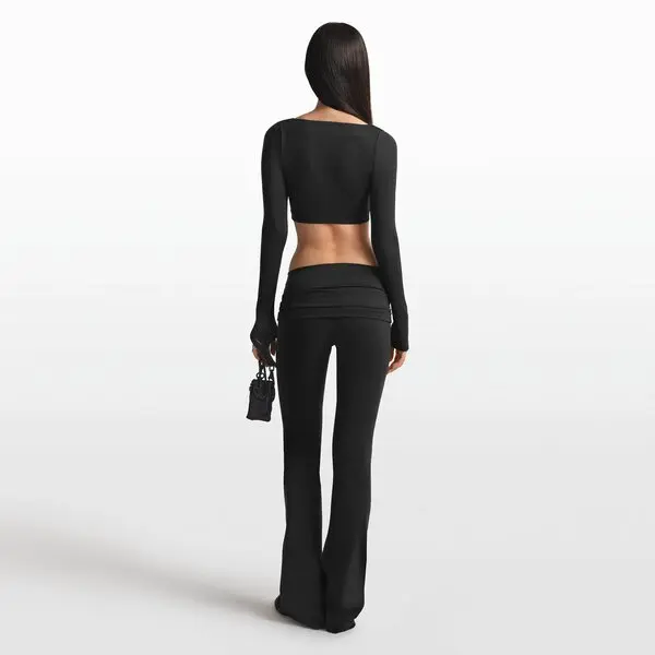 SKIMS Wrap Long Sleeve Cropped Top - Obsidian