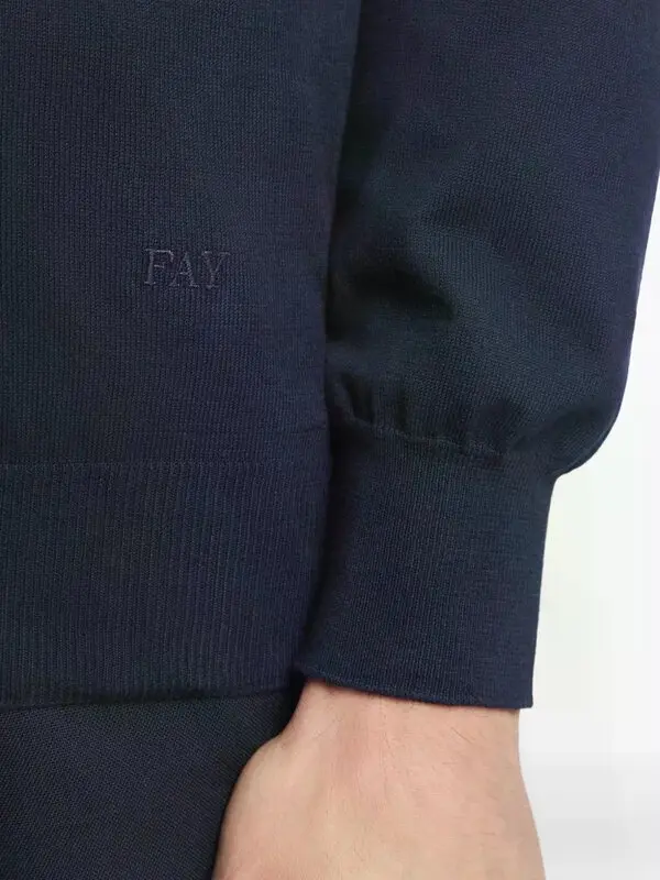 FAY Long-sleeve Crew Neck Sweater - Blue