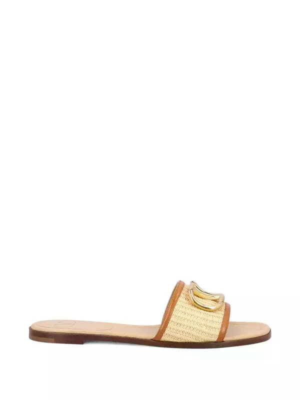 Valentino Garavani Vlogo Signature Raffia-effect Sandals - Neutrals