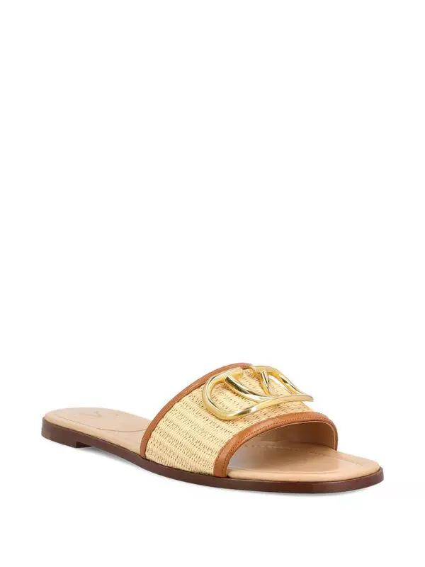 Valentino Garavani Vlogo Signature Raffia-effect Sandals - Neutrals