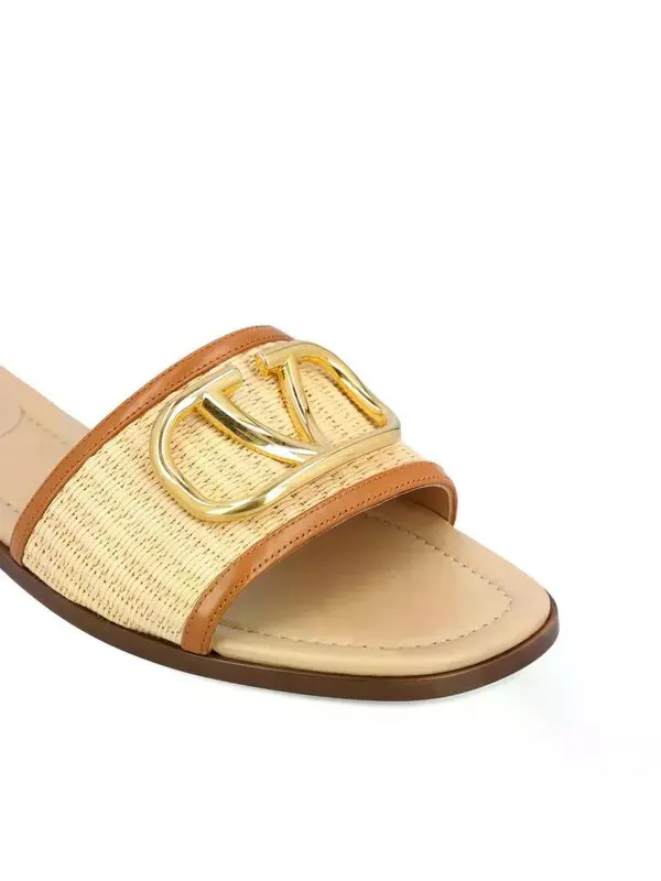 Valentino Garavani Vlogo Signature Raffia-effect Sandals - Neutrals