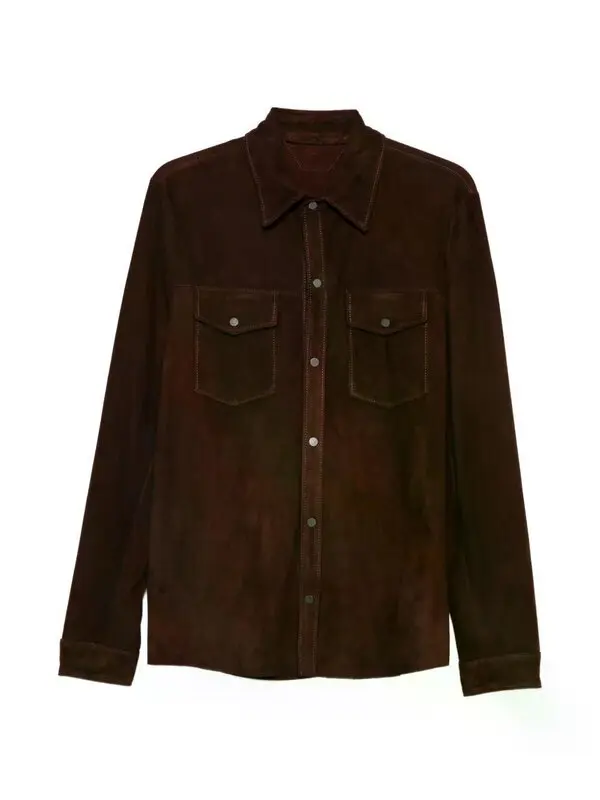 SALVATORE SANTORO Dark Suede Patch Pocket Shirt
