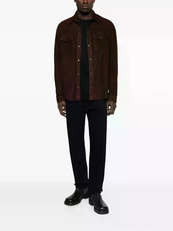 SALVATORE SANTORO Dark Suede Patch Pocket Shirt