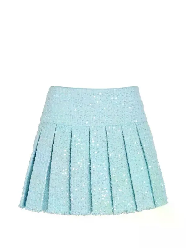 Alice + Olivia Sequin-embellished Pleated Mini Skirt