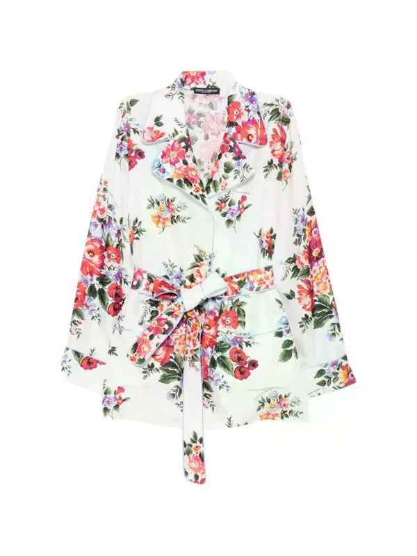 Dolce & Gabbana Bouquet-print Twill Shirt - White