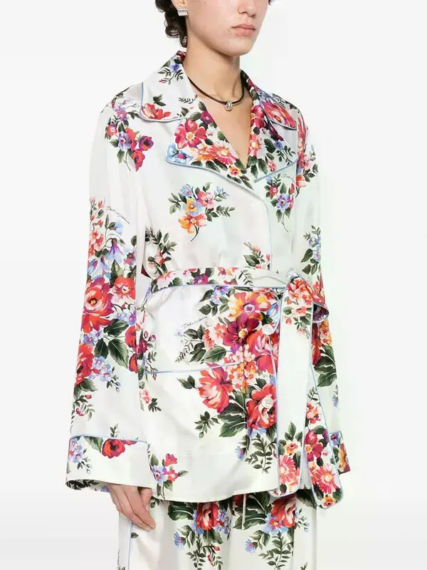 Dolce & Gabbana Bouquet-print Twill Shirt - White