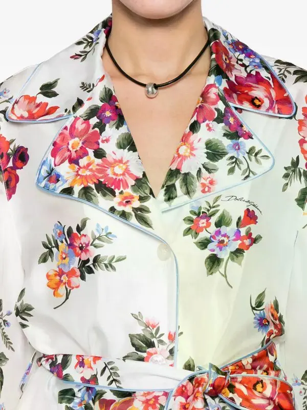 Dolce & Gabbana Bouquet-print Twill Shirt - White