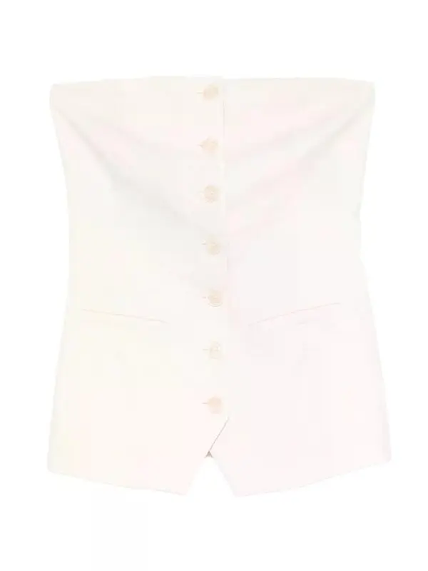 Patrizia Pepe Button Strapless Top - Neutrals
