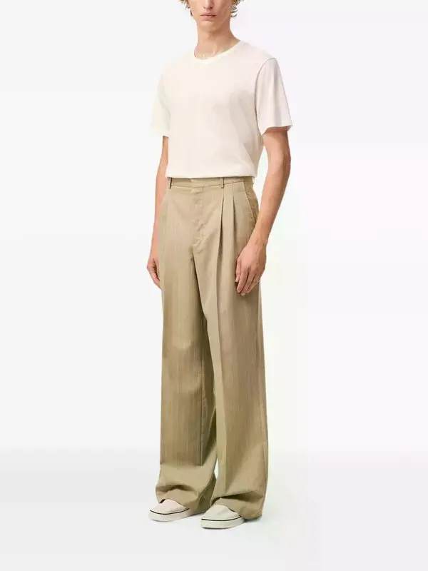 AMI Paris Wool Gabardine Wide Leg Trousers