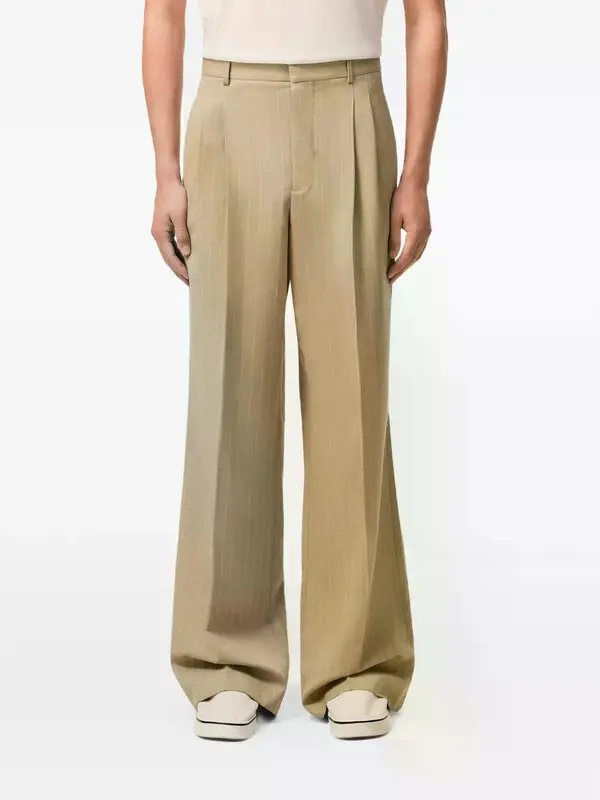 AMI Paris Wool Gabardine Wide Leg Trousers