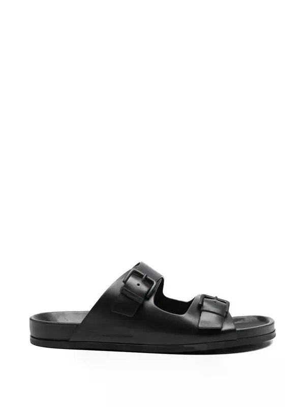 AMI Paris Leather Mules With Double Buckle Fastening