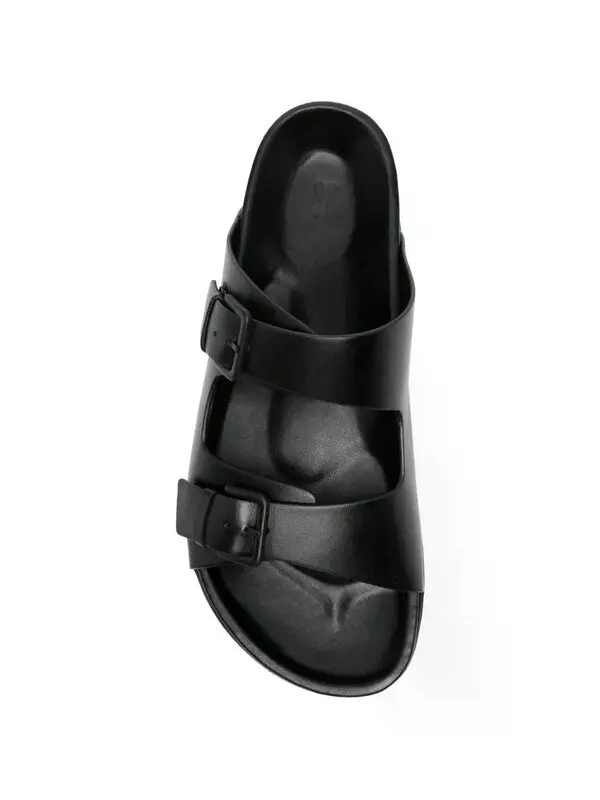 AMI Paris Leather Mules With Double Buckle Fastening