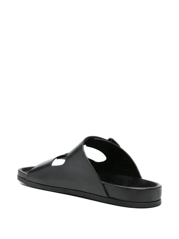 AMI Paris Leather Mules With Double Buckle Fastening