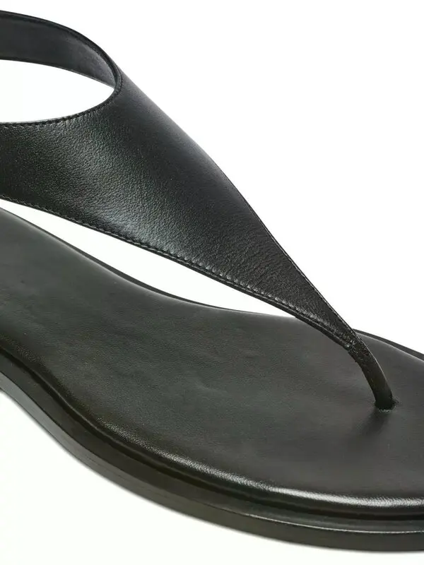 Balmain Anthem Lambskin Flat Thong Sandals With Gold Buckle - Black