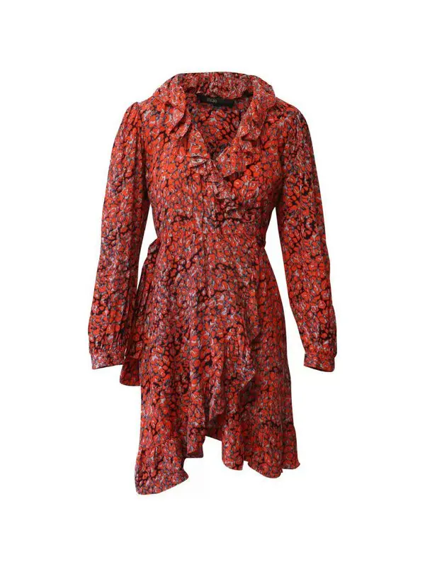 Maje Rosetto Leopard-print Wrap Mini Dress