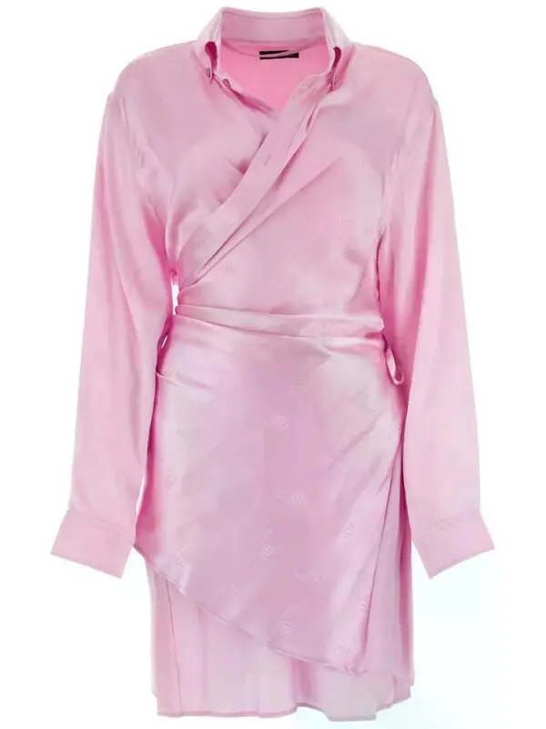 Balenciaga Monogram-jacquard Shirt Dress - Pink