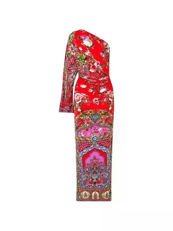 Camilla Heirloom Empire One-shoulder Dress - Red