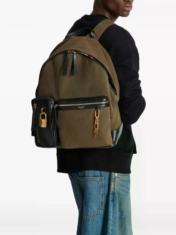 Balmain Pulse Calfskin And Nylon Backpack - Brown