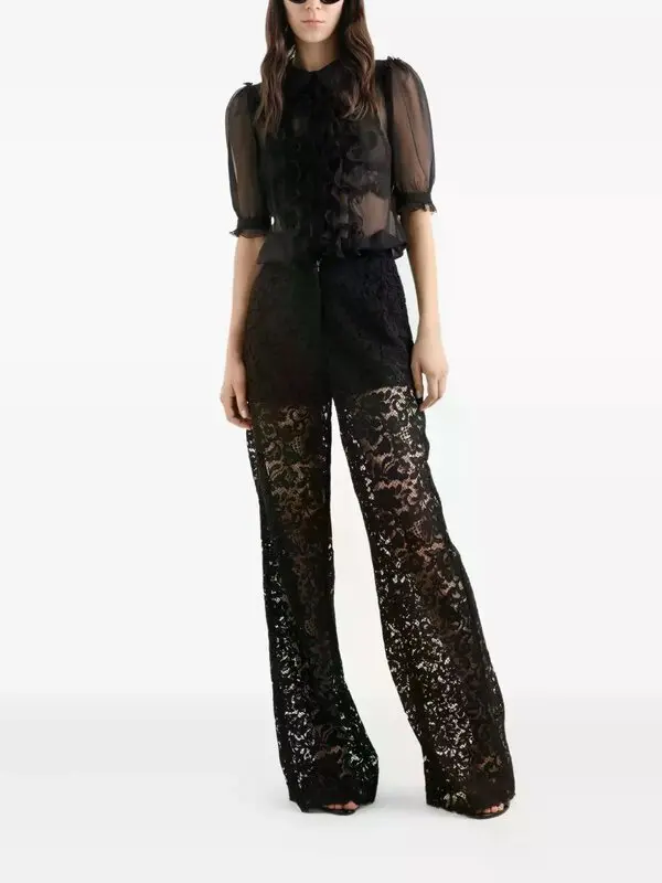 Dolce & Gabbana Ruffled Collared Blouse - Black