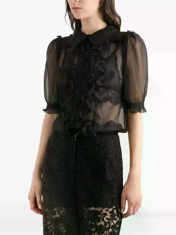 Dolce & Gabbana Ruffled Collared Blouse - Black